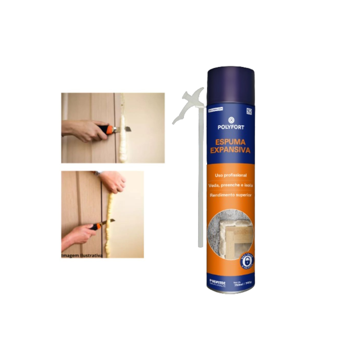 Kit 3 Espuma Expansiva PU 750ml/740g Polyfort